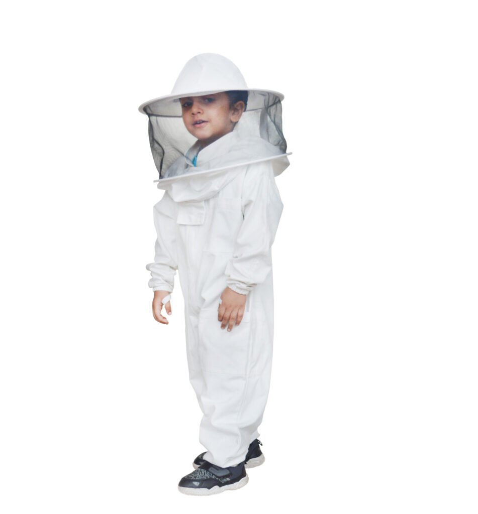 Kids Bee suit for beekeeping with round hood | 100 % Cotton