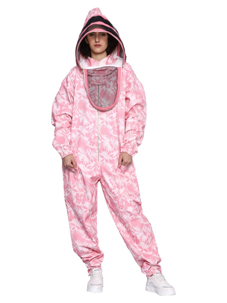 Beeattire Women's Pink Printed 100% Cotton Bee Suit | Stylish & Protective